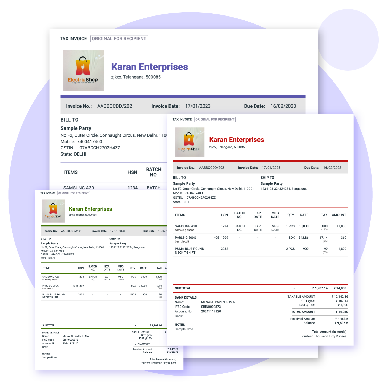 Customize your bills | Free Billing Templates - myBillBook